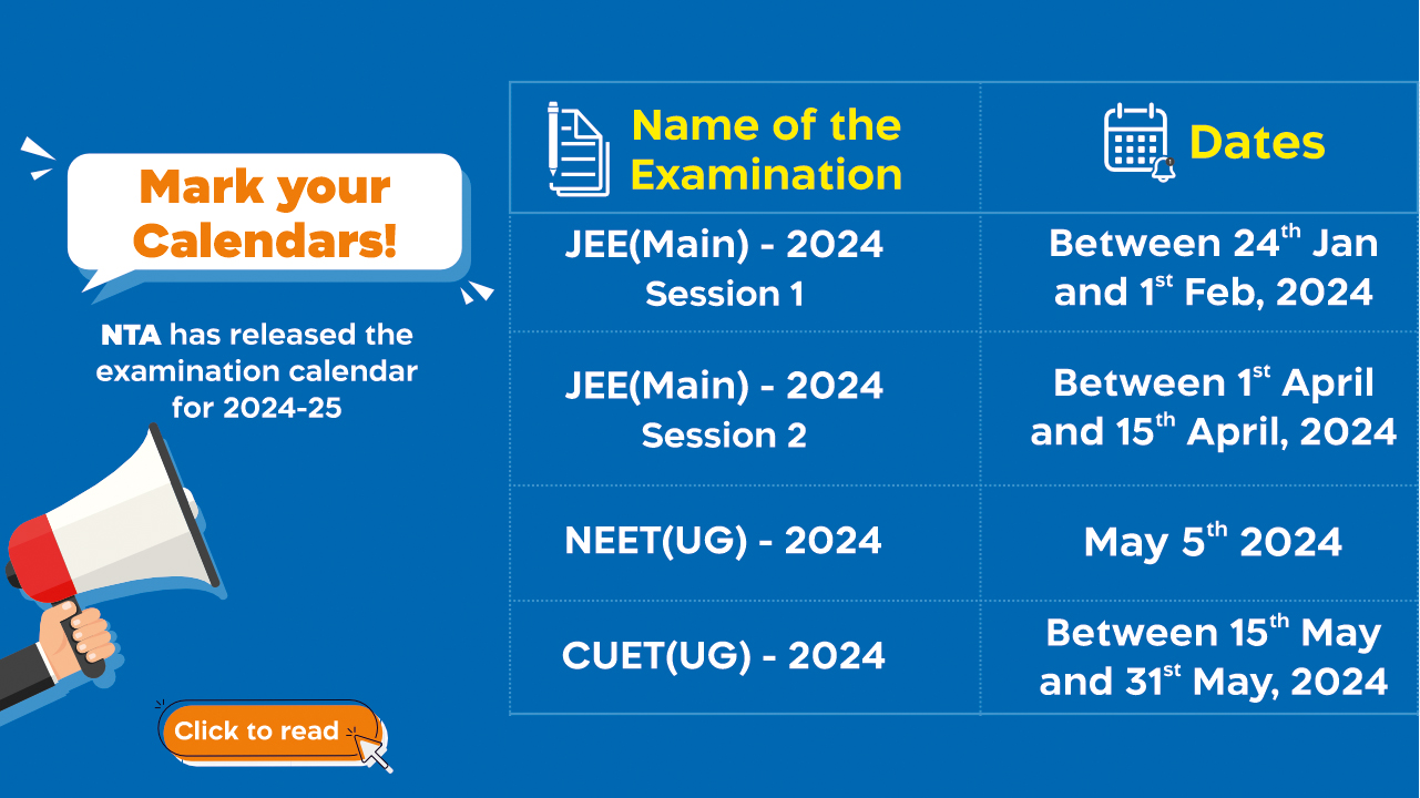 NTA Announces 2024 Exam Schedule for JEE Main, NEET, and CUET- UG & PG ...